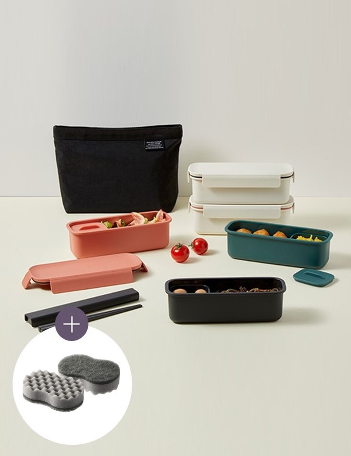 [락앤락] 도시락통 440ml 2P 세트 + 수세미 증정 3종 (택1) - 마켓컬리